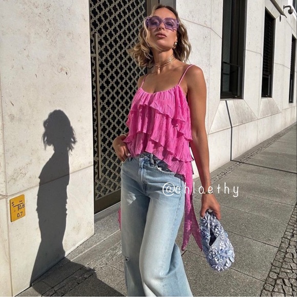 Zara | Tops | Zara Ruffled Pleated Top | Poshmark